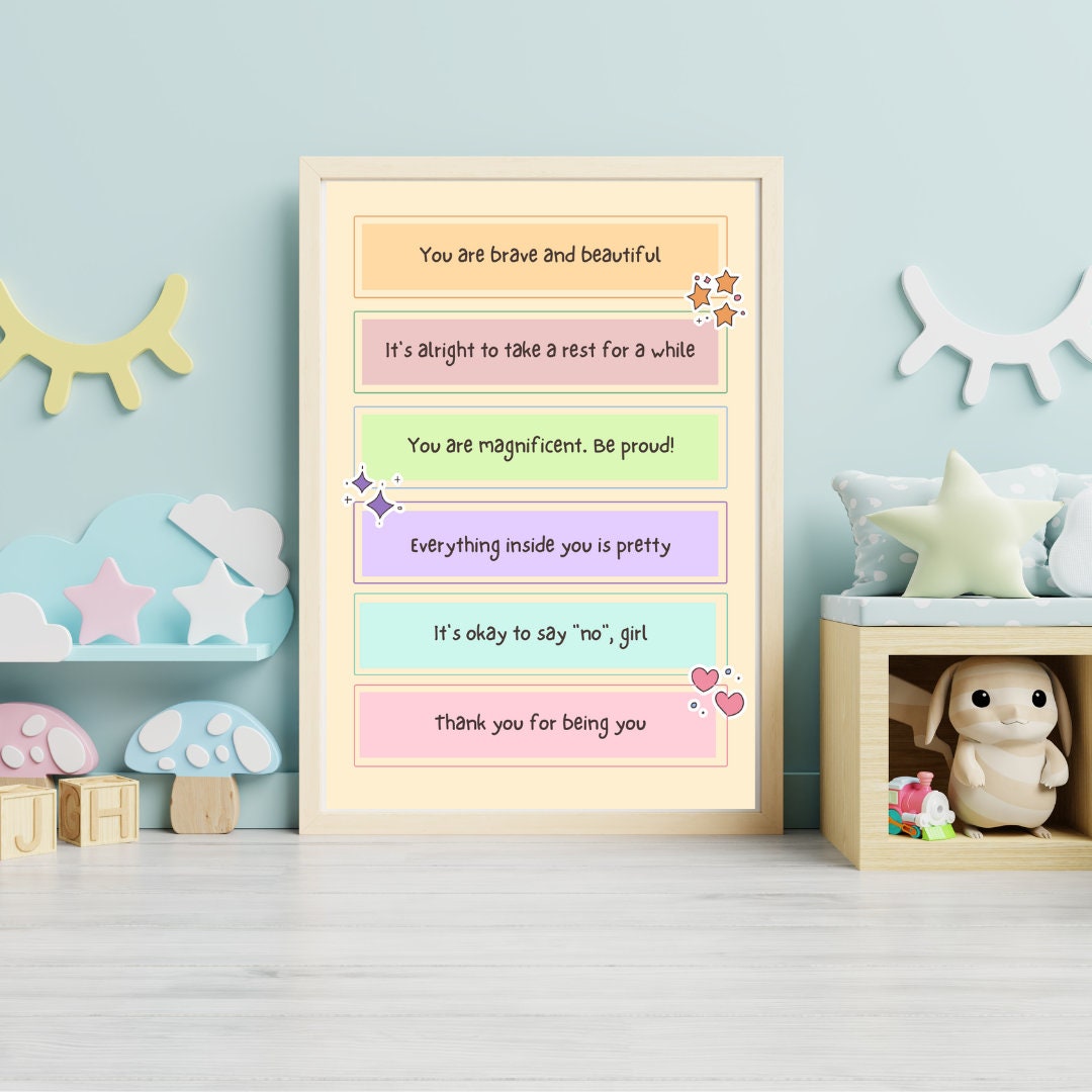 Pastel Stickers Self Love & Affirmations Poster - Etsy
