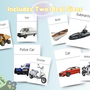 24 Vehicle Transportation Montessori Flashcards With Fun Facts ...