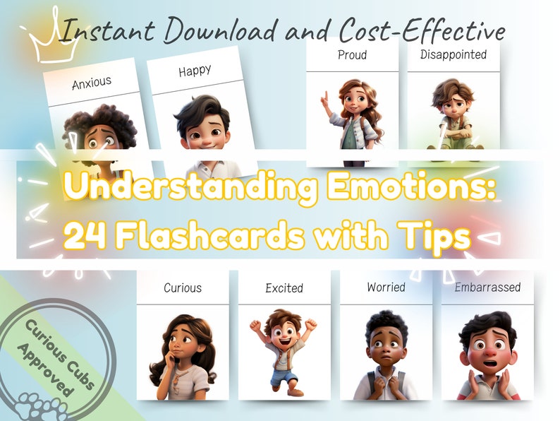 Understanding Emotions and Feelings: 24 Flashcards With Tips for ...