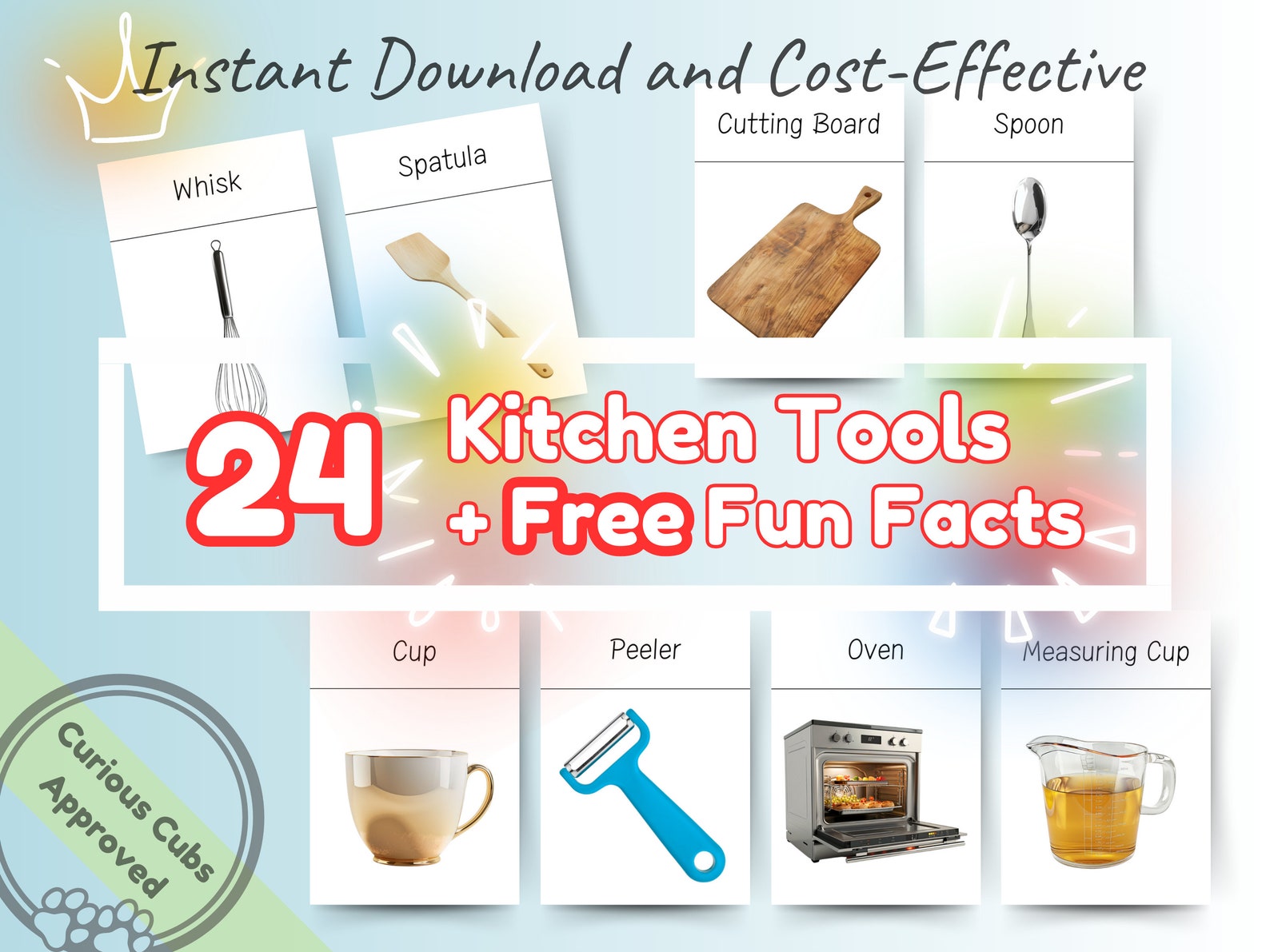 Kitchen Tools Flashcards: Montessori Educational Printables (digital ...