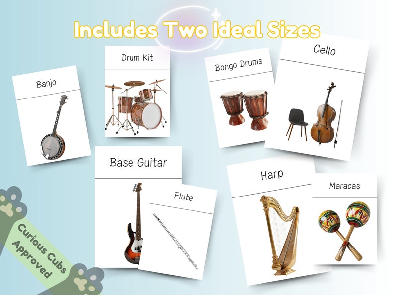 24 Musical Instruments Montessori Flashcards With Fun Facts ...
