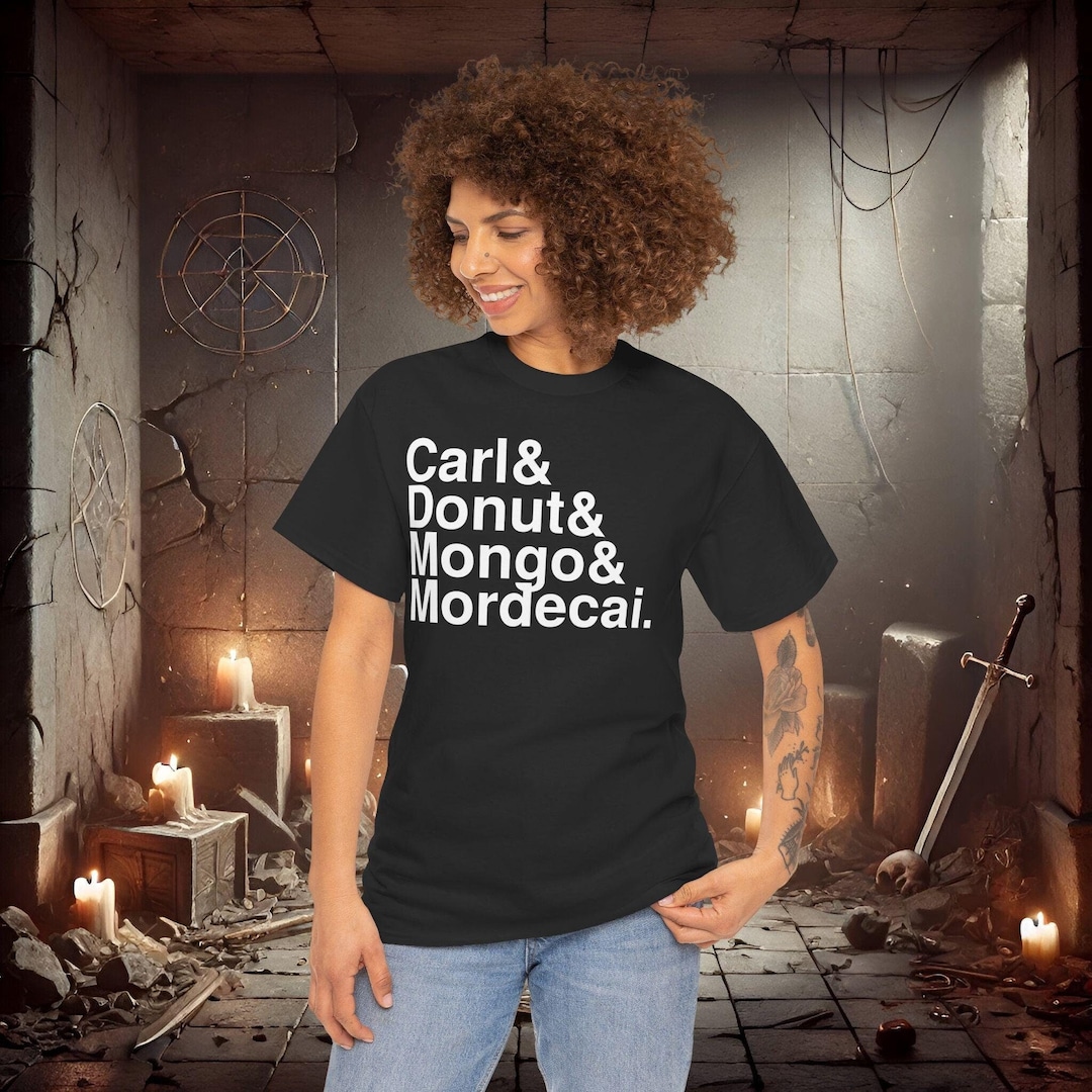 Carl + Donut + Mongo + Mordecai T-shirt | 9 Fun Colors | Dcc-inspired ...