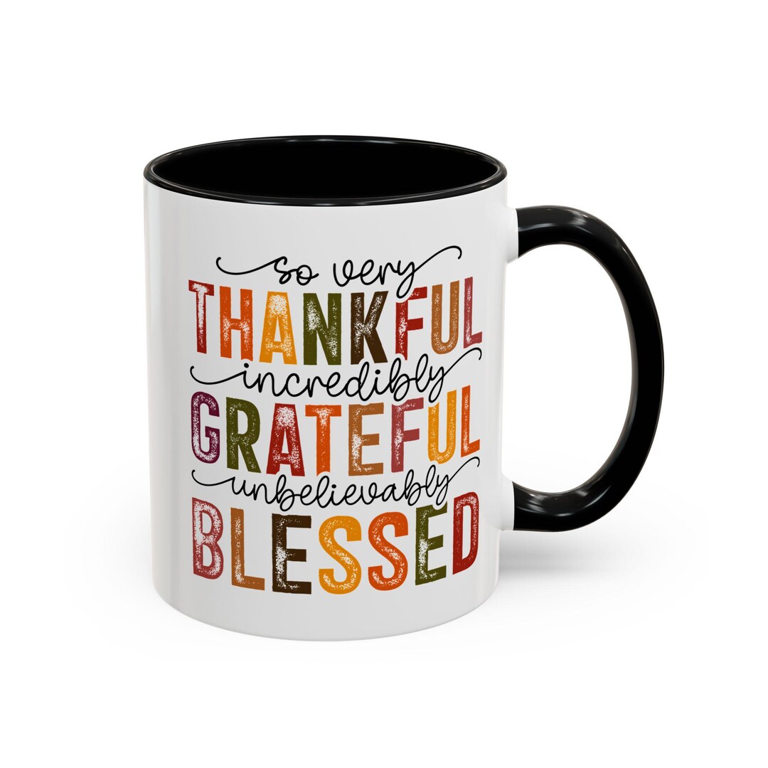 Thankful, Grateful, Blessed Mug, Pumpkin Season, Thanksgiving Mug, Fall ...