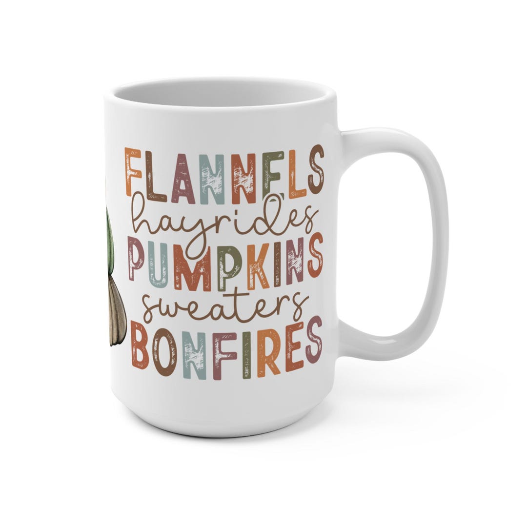 Cute Pumpkin Fall Mug Cozy Weather Bonfire Season Flannel Season Fall ...