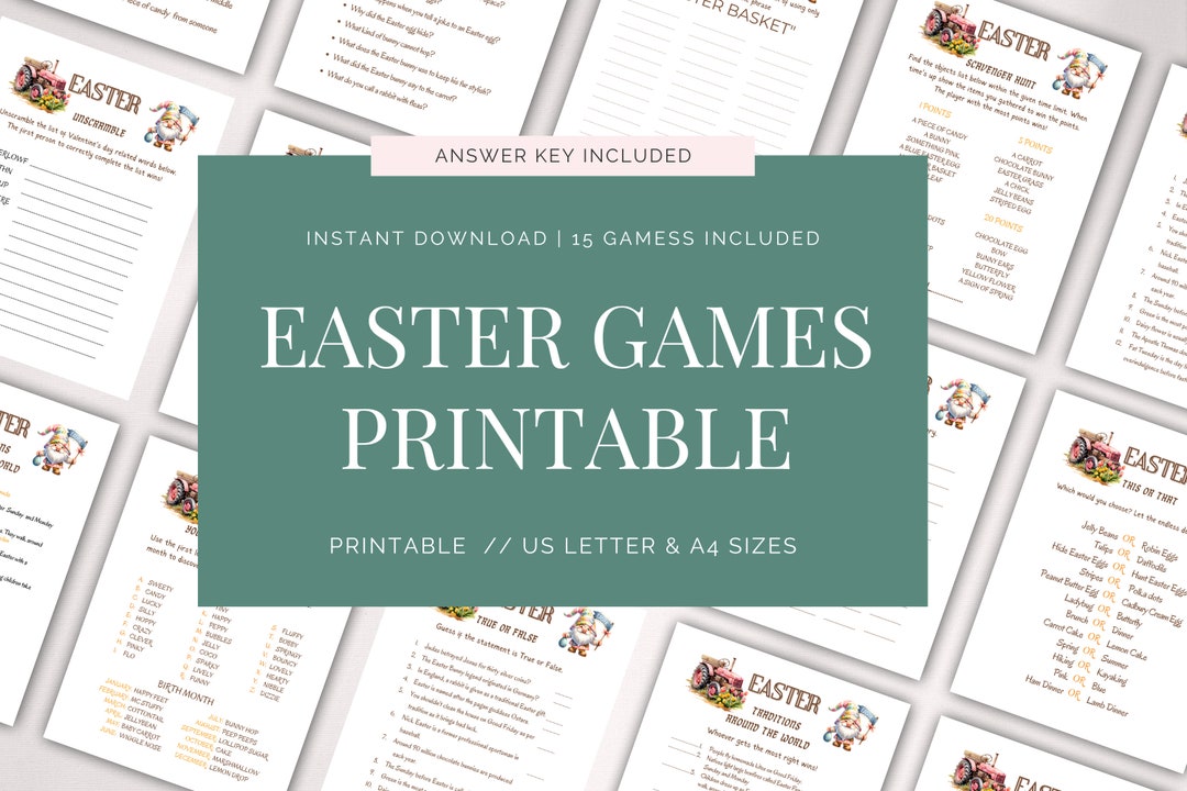 Easter Games Printable Party Games Easter Printable Game Bundle for ...