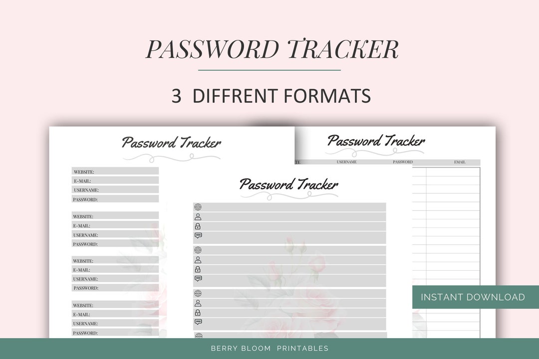 Password Tracker Printable Password Tracker Password Log Password ...