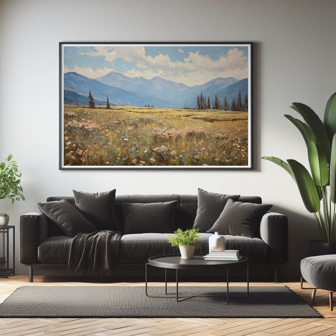 Alpine Meadow in Bloom - Oil Paint Digital Print of Austrian Alps ...