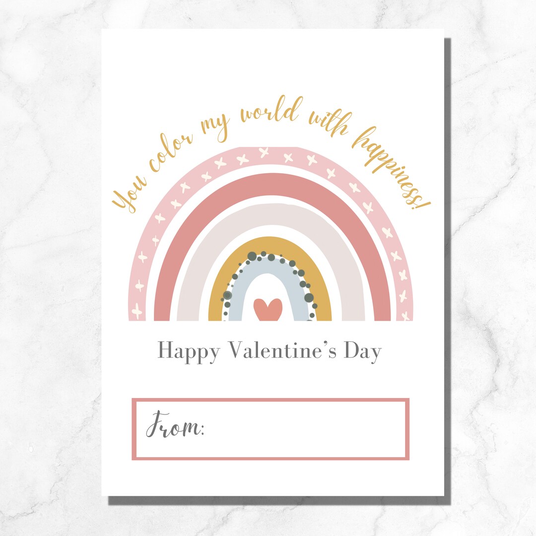Boho Rainbow Valentine Cards, Printable Classroom Valentines (PDF) - Etsy