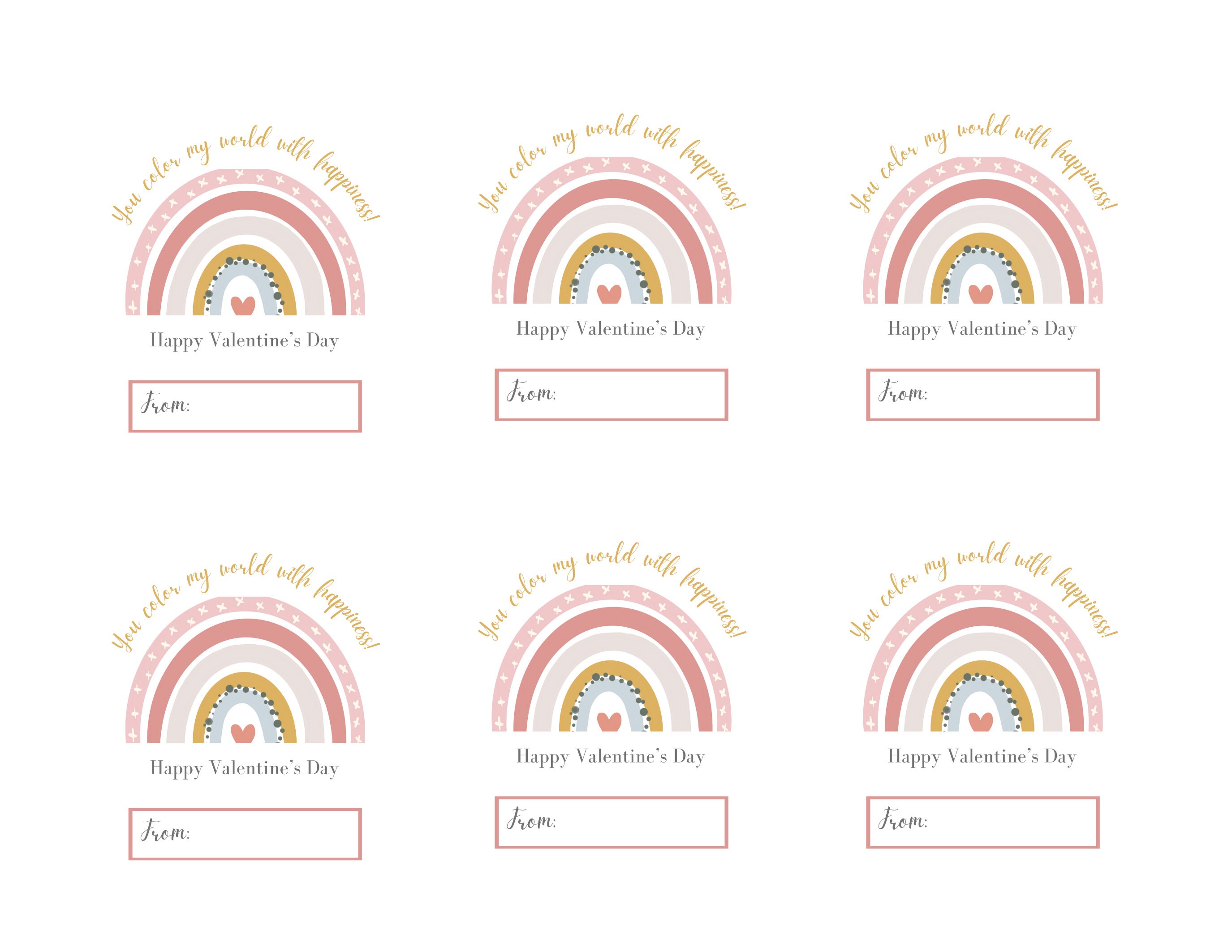 Boho Rainbow Valentine Cards, Printable Classroom Valentines (PDF) - Etsy