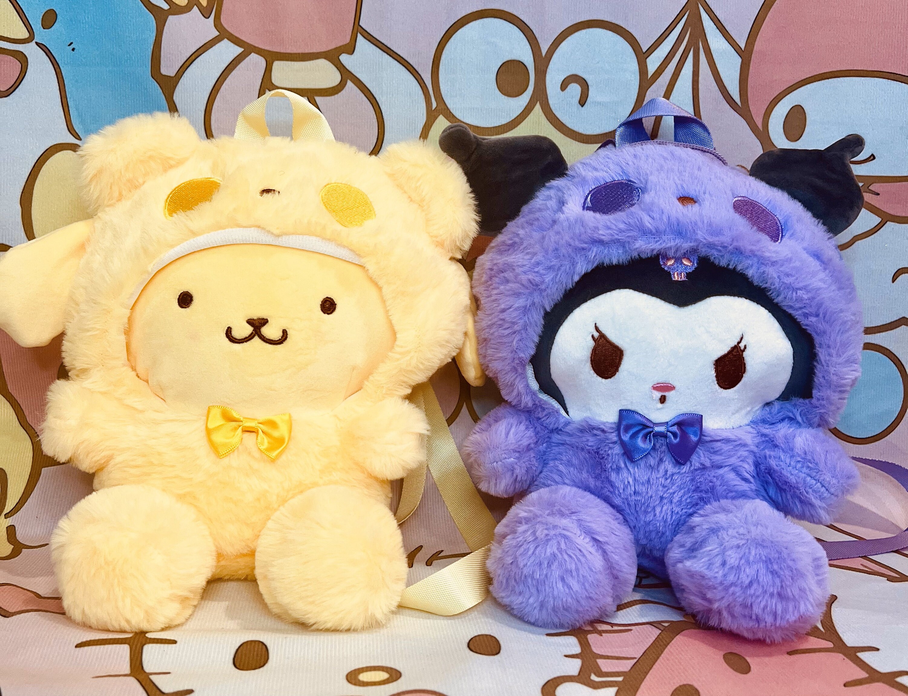 Kawaii Sanrio Plush Backpack Kuromi Pompompurin Doll Schoolbag Gift ...