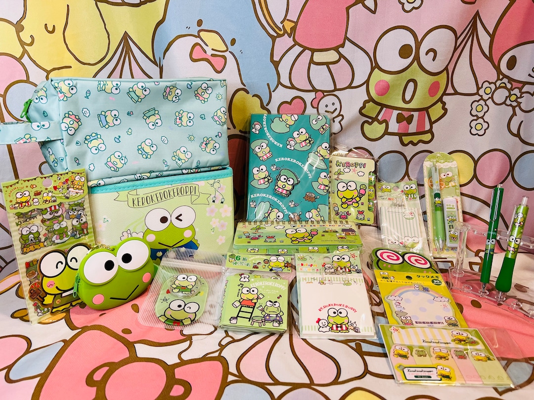 Keroppi Stationery 17 Piece Set Notebook Stickers Memo Pad Pencil Pouch ...