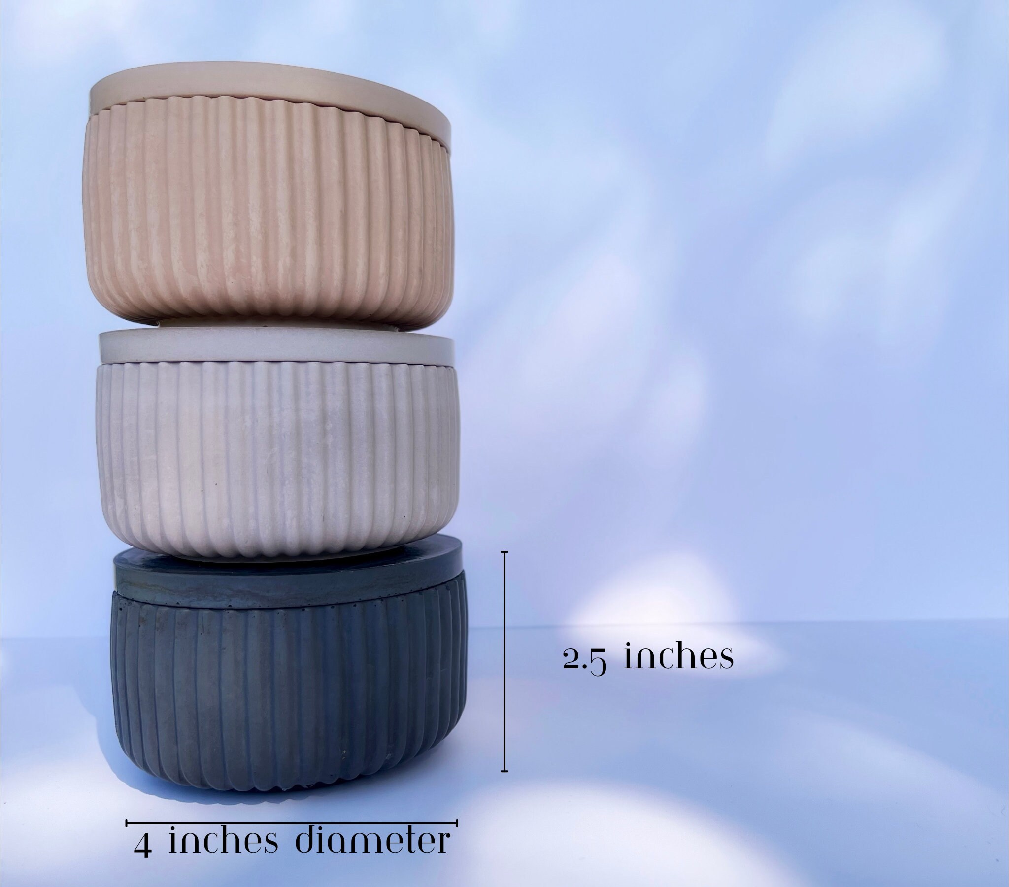 Concrete Container With Lid Round Cement Storage Vessel Ribbed ...