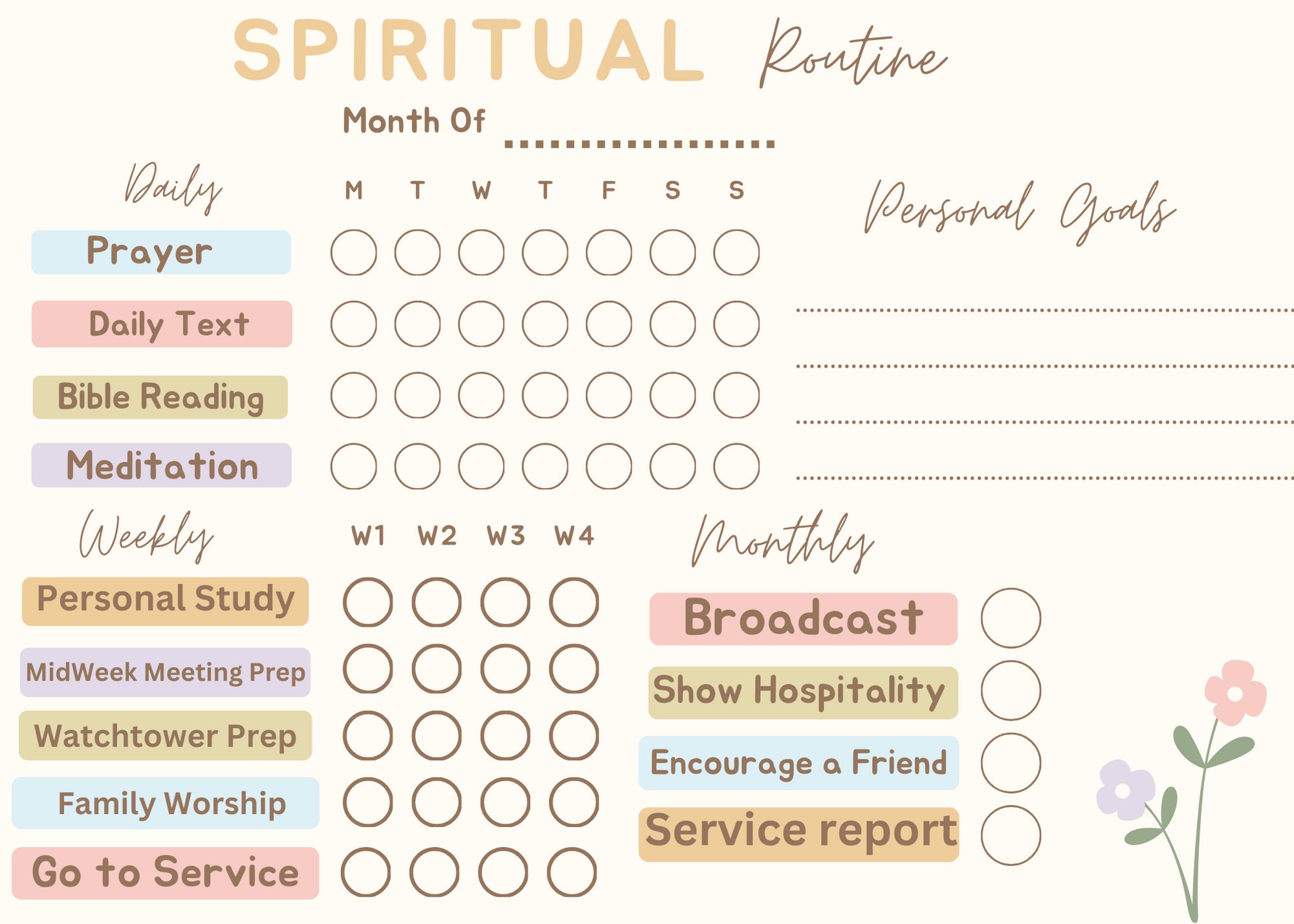 JW Spiritual Routine Checklist. JW Gift. Digital Download and Printable ...