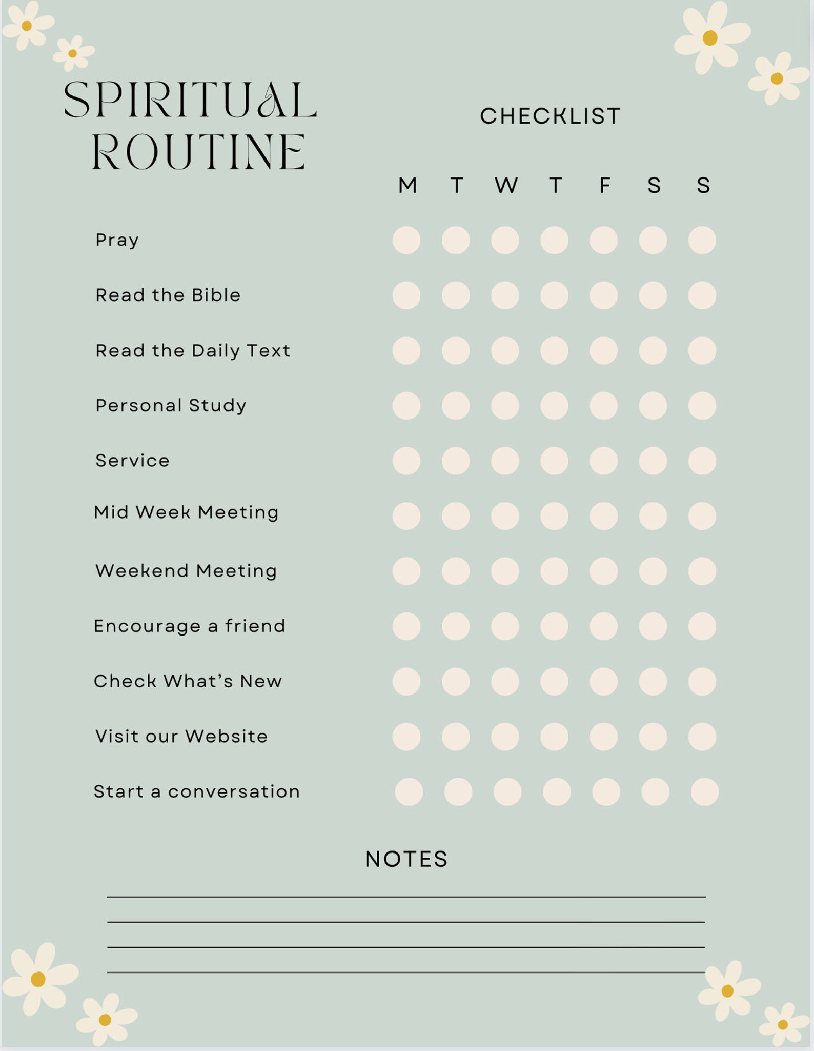 JW Spiritual Routine Checklist. JW Digital Download. JW Gift. - Etsy