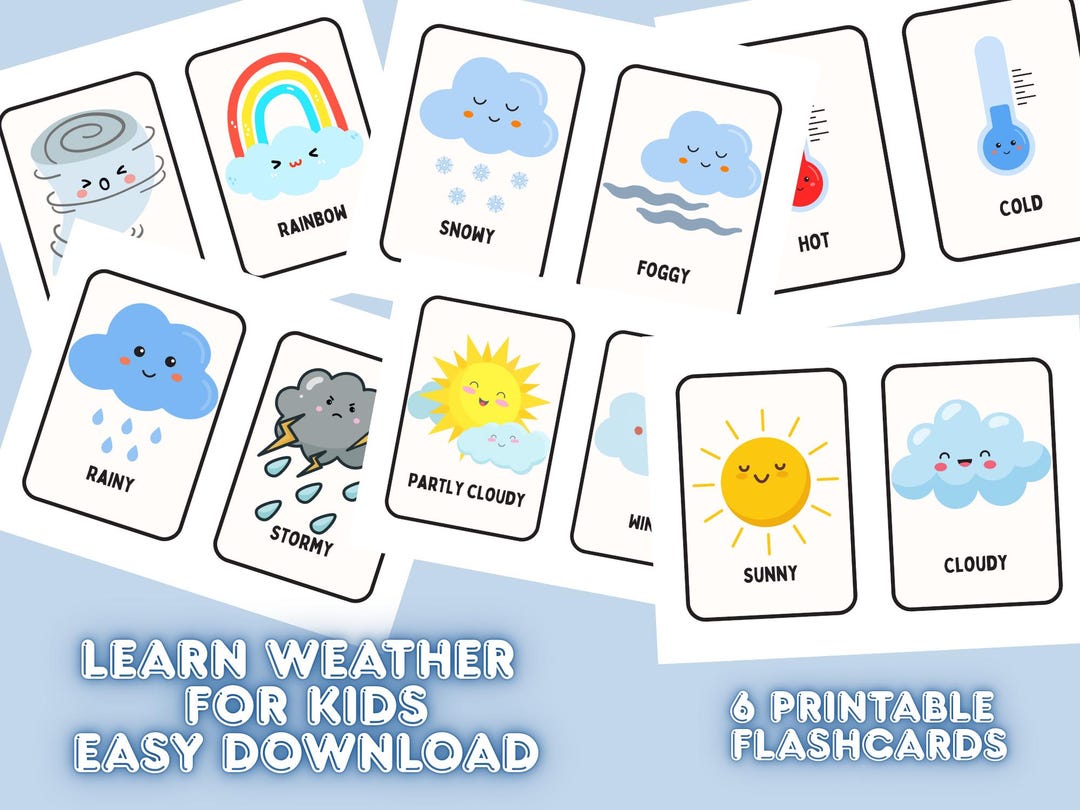 Printable Weather Flashcards | Toddler Vocabulary Cards | Learn Weather ...
