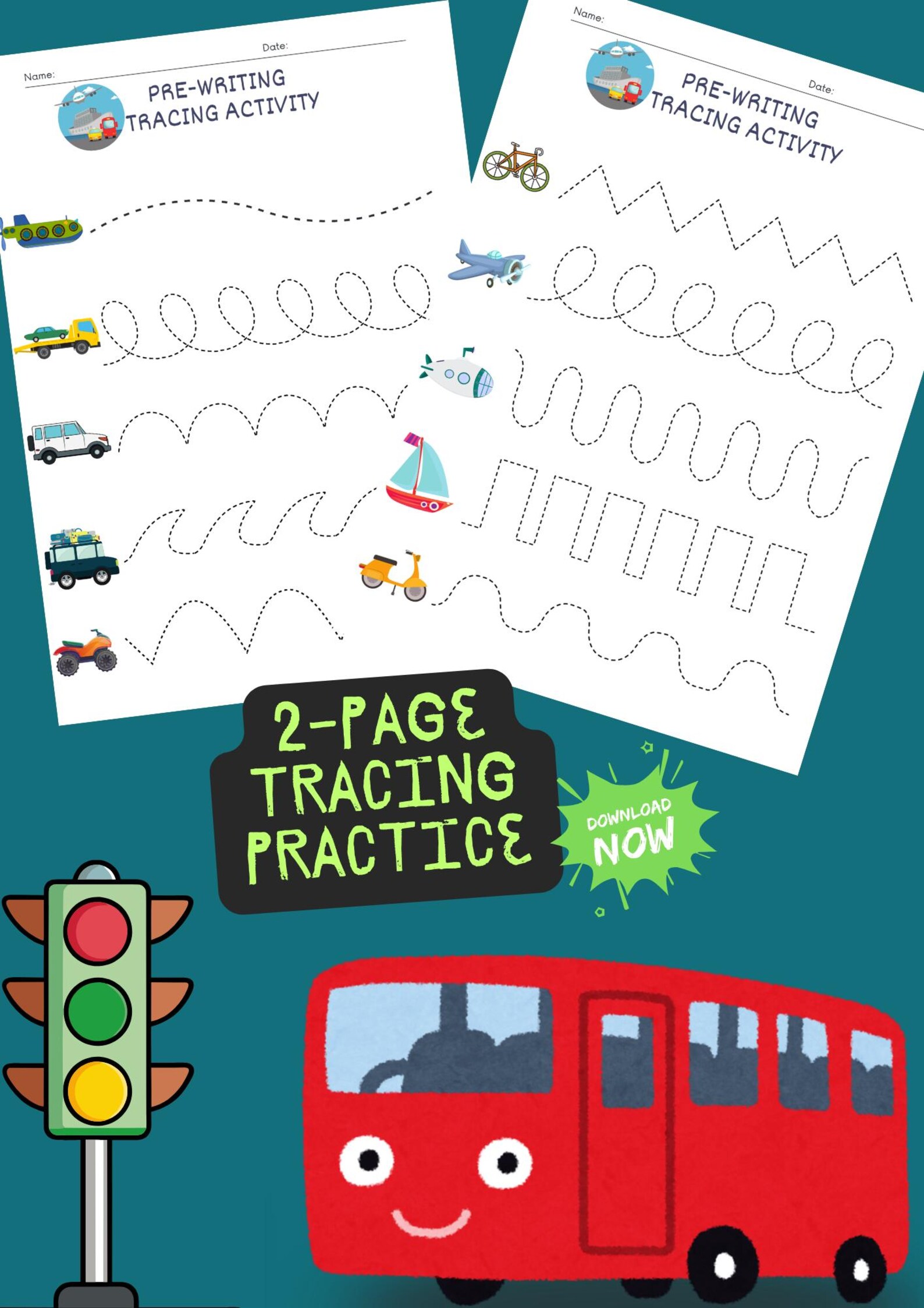 Pre Writing Practice - Cars Tracing Sheets – Fine Motor Skills ...