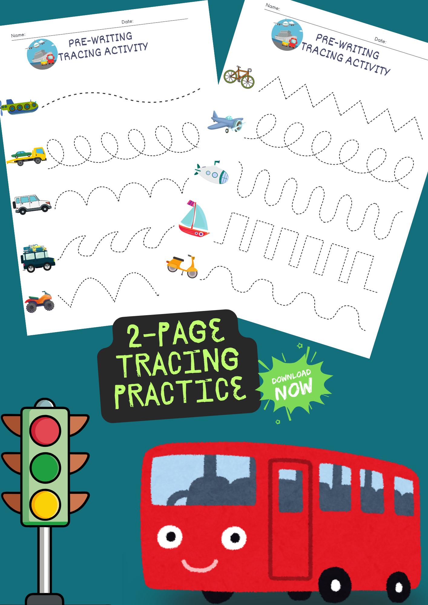 Pre Writing Practice - Cars Tracing Sheets – Fine Motor Skills ...