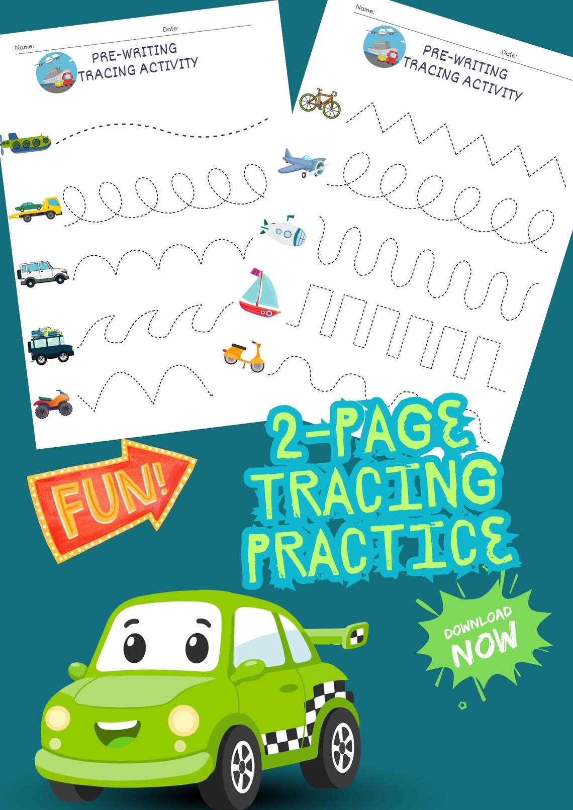 Pre Writing Practice - Cars Tracing Sheets – Fine Motor Skills ...