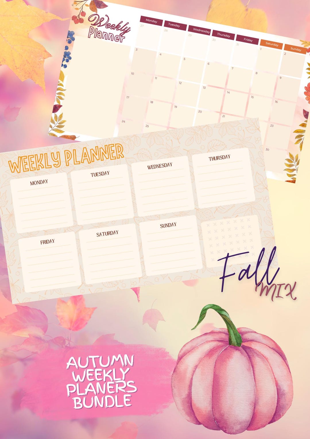 Autumn Weekly Planner Bundle | Printable Fall Planner Pages | Cute Fall ...