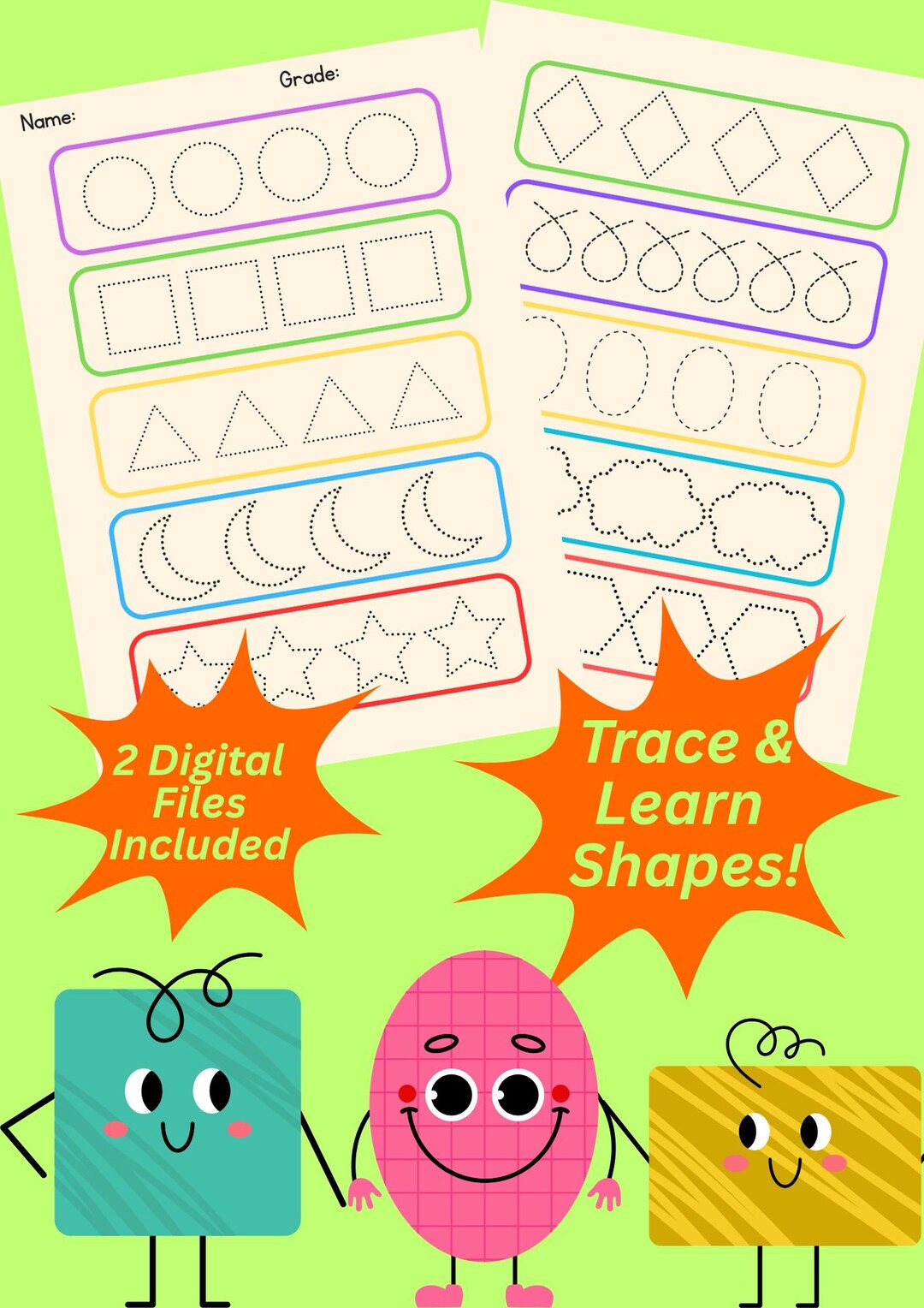 Pre-writing Practice – Shape Tracing Worksheets for Preschool – Fine ...