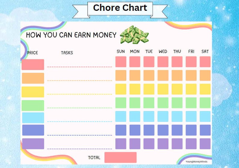 Printable Children's Chore Chart / Weekly Chore Chart for Kids / Chore ...