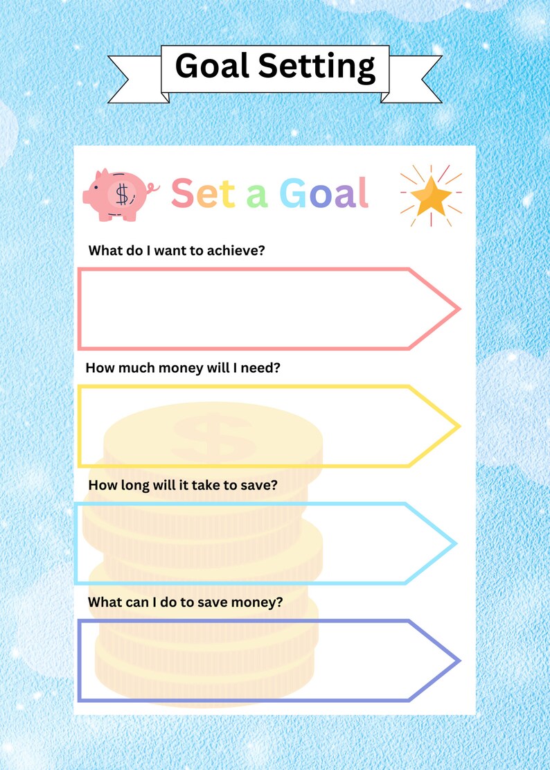 Printable Children's Financial Goal Setting Template / Kids Saving ...