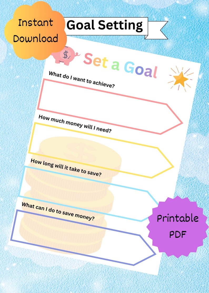 Printable Children's Financial Goal Setting Template / Kids Saving ...