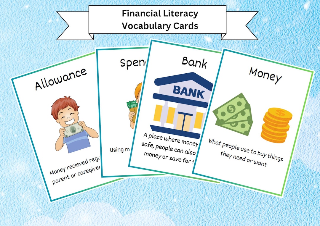 Printable Financial Literacy Vocabulary Flash Cards / Kids Financial ...