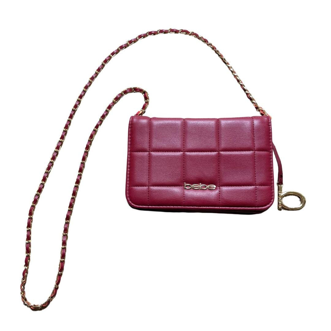 Bebe Mini Crossbody Bag Y2K Chain Strap Burgundy Faux Leather Baddie It ...