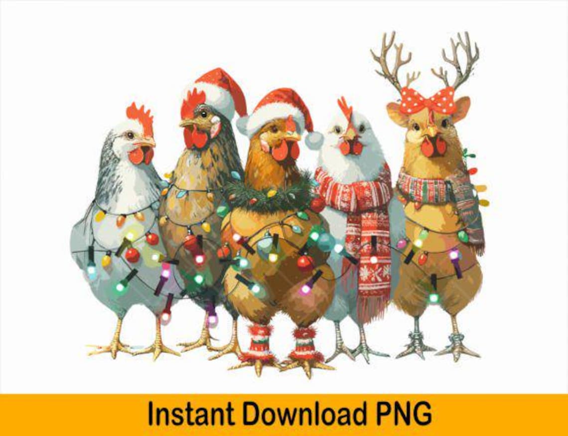 Christmas Chicken Png, Farm Animals, Clipart, Funny Christmas Png, Png ...