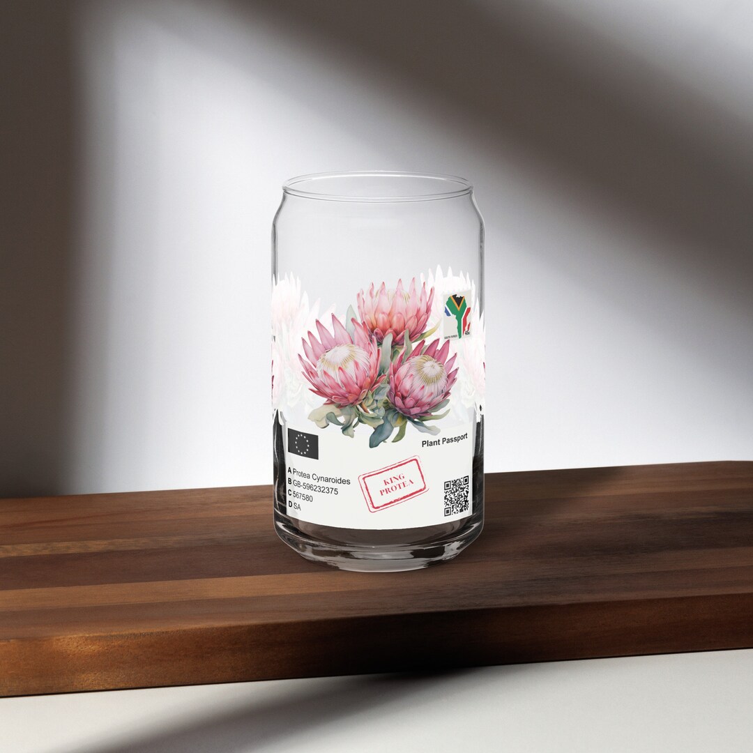 National Flower of South Africa King Protea Can Shaped Glass With Plant ...
