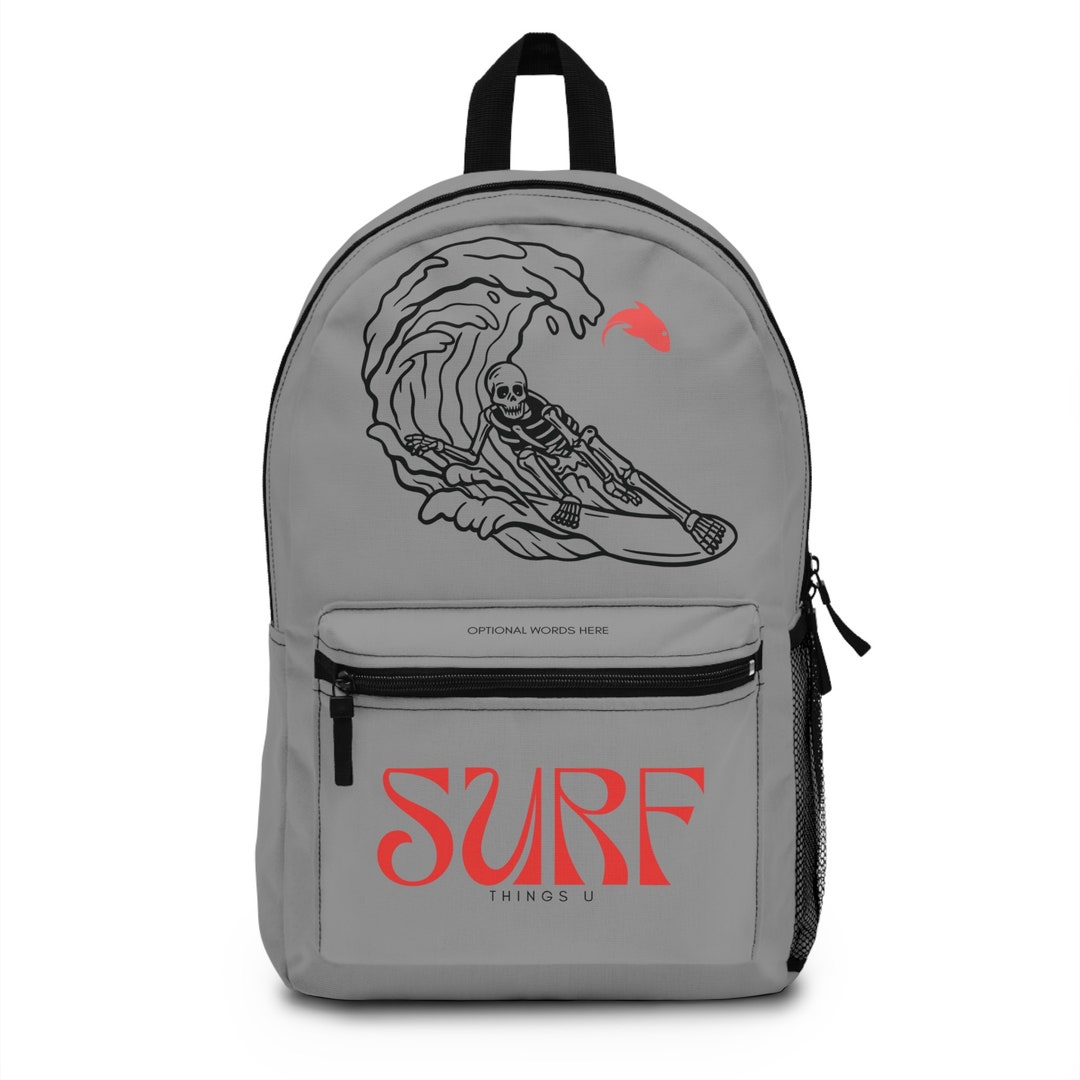 Surf Backpack, Skeleton Surfing, Gray Pack, School Fun. Color Options ...