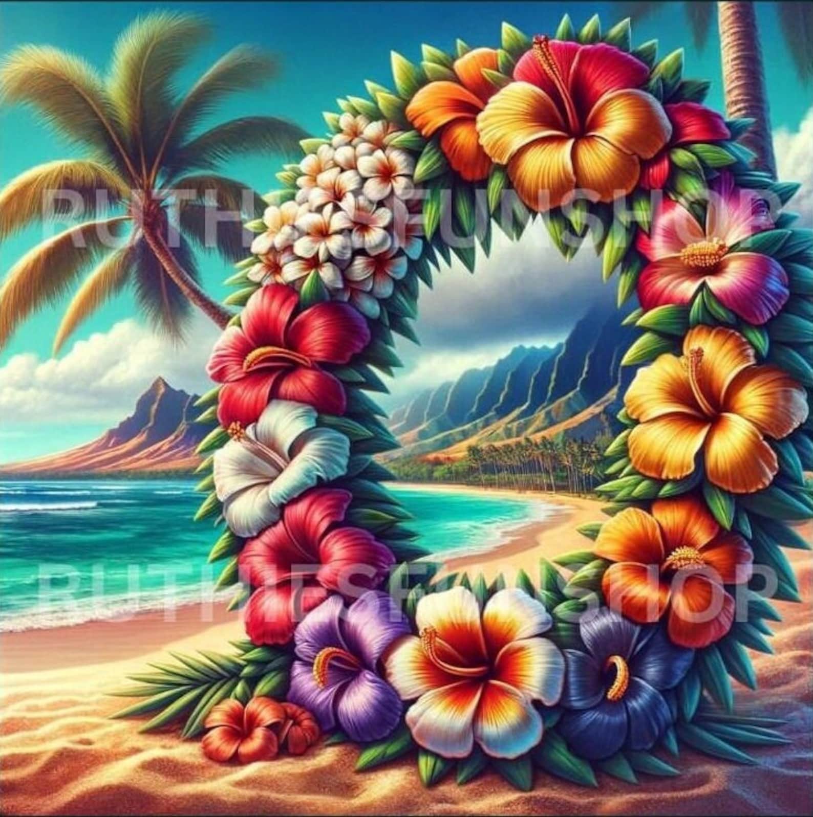 Hawaiian Lei Flowers Aloha Png/jpg/pdf Instant Files Mugs, Bags, Wall ...