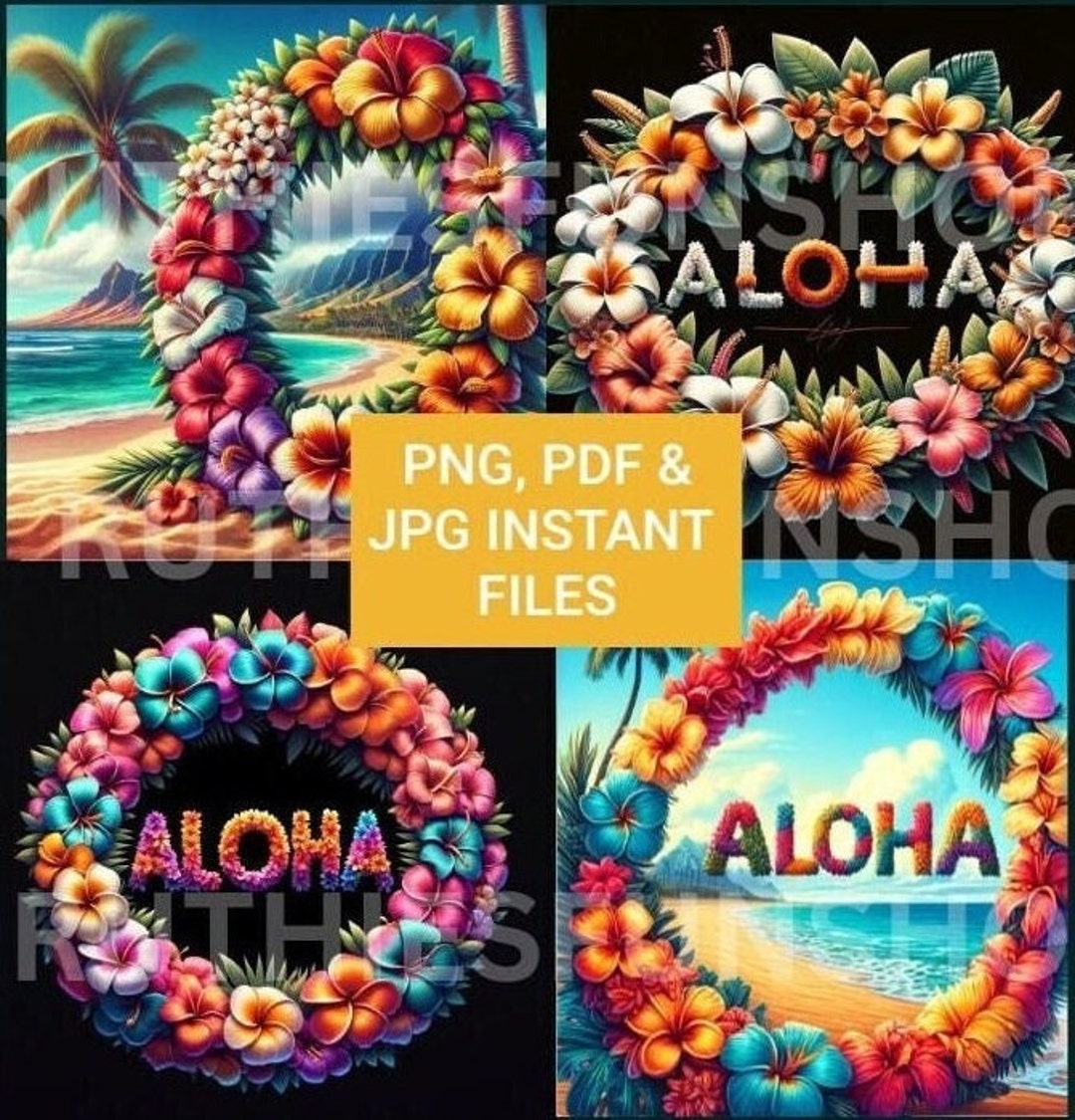 Hawaiian Lei Flowers Aloha Png/jpg/pdf Instant Files Mugs, Bags, Wall ...
