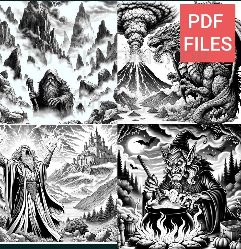 Gothic Evil Coloring Book 1, 10 Pages Digital Files Printable PDF ...