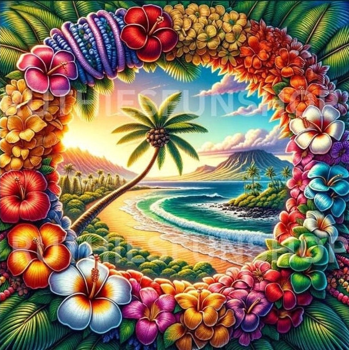 Hawaiian Lei Flowers Aloha Png/jpg/pdf Instant Files Mugs, Bags, Wall ...