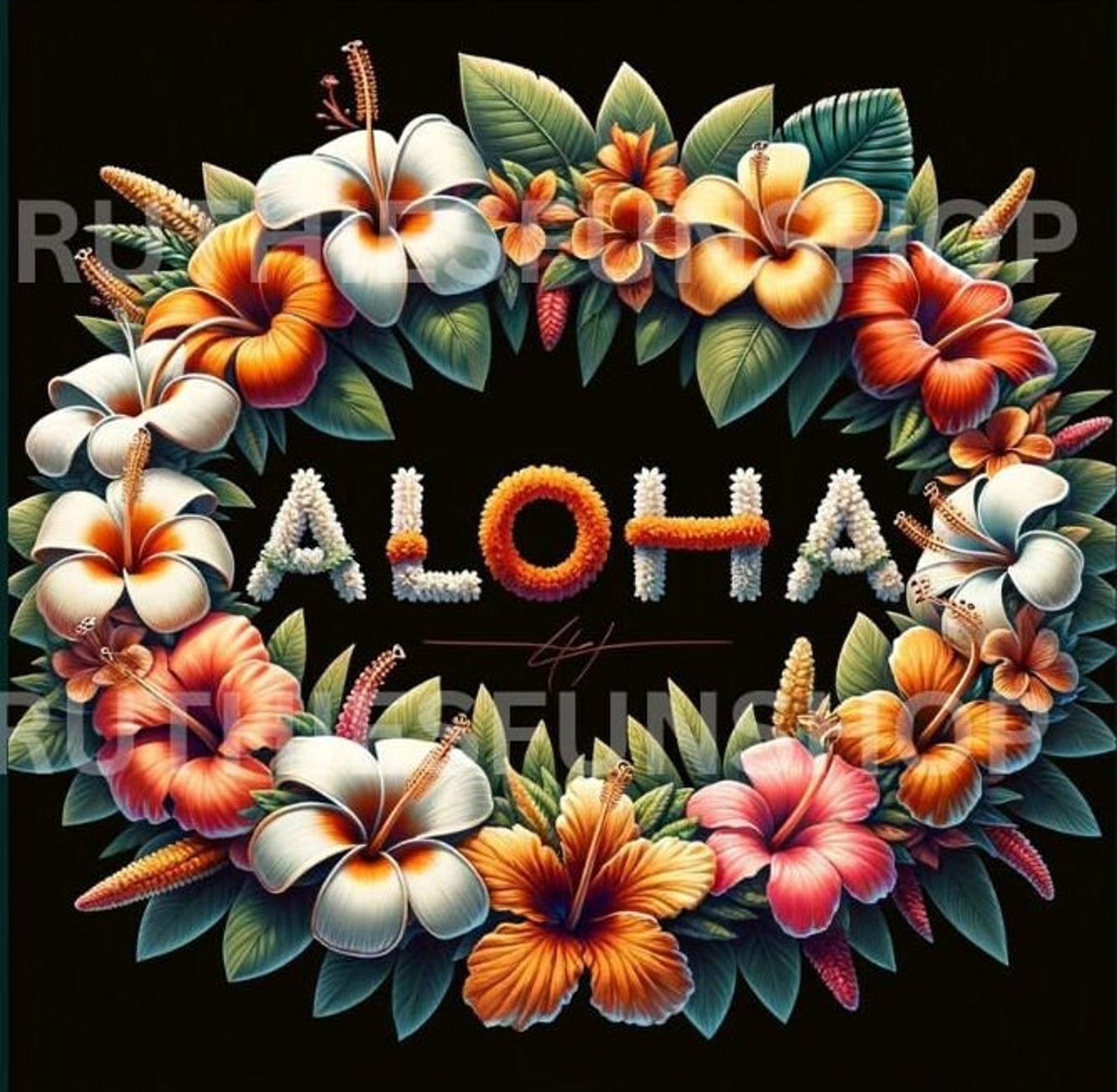 Hawaiian Lei Flowers Aloha Png/jpg/pdf Instant Files Mugs, Bags, Wall ...