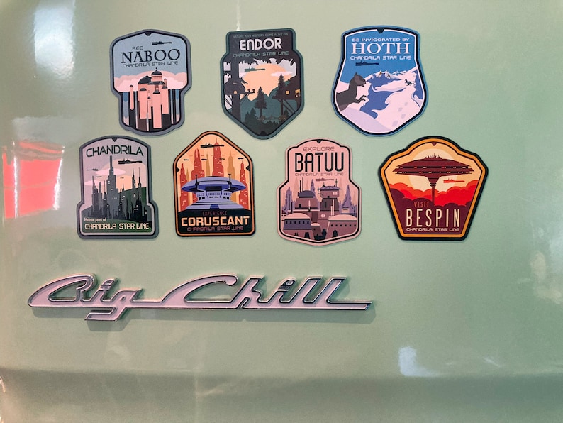 Full Set of 7 Chandrila Starline Travel Poster Magnets. Galactic ...