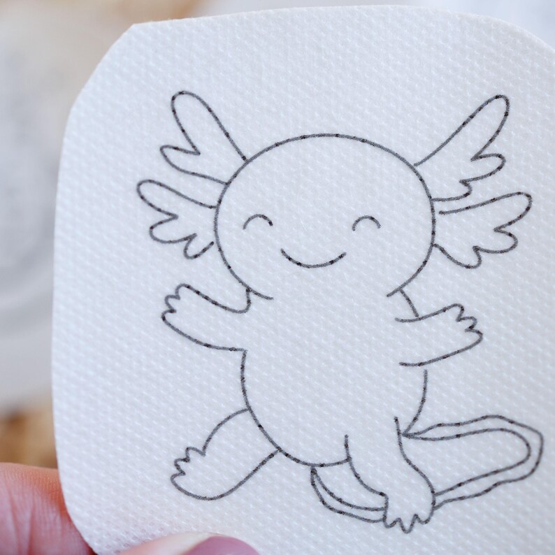 Axolotl Stick and Stitch Embroidery Stickers • Water-soluble Transfer ...