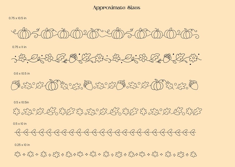 Fall Embroidery Border Patterns: Pumpkin, Acorn & Floral Designs (PDF ...