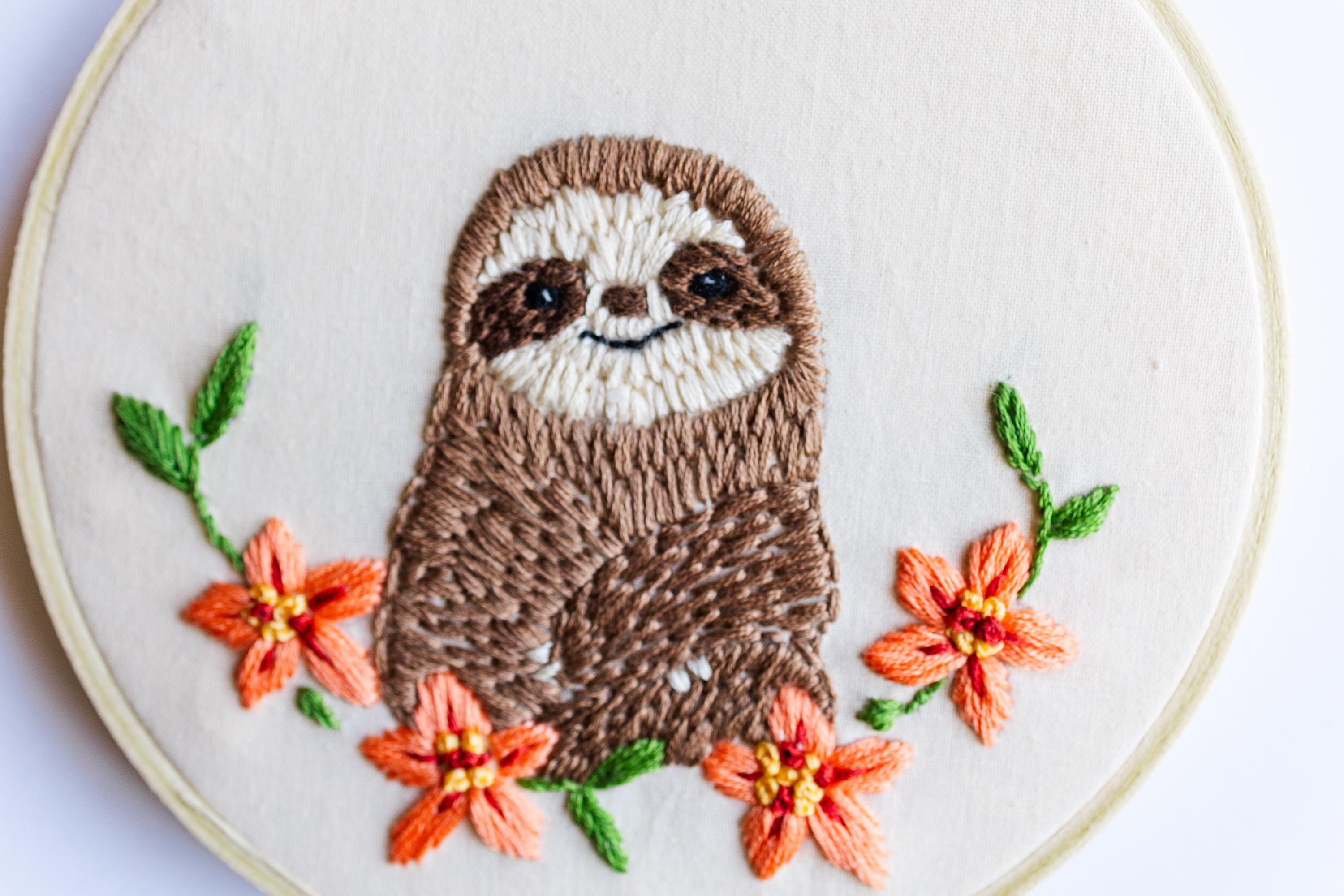 Sloth Embroidery Pattern PDF Cute Hand Embroidery Digital Download for ...