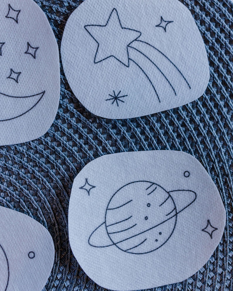 Space Embroidery Patterns: Astronaut, Rocket, Planets Stick and Stitch ...