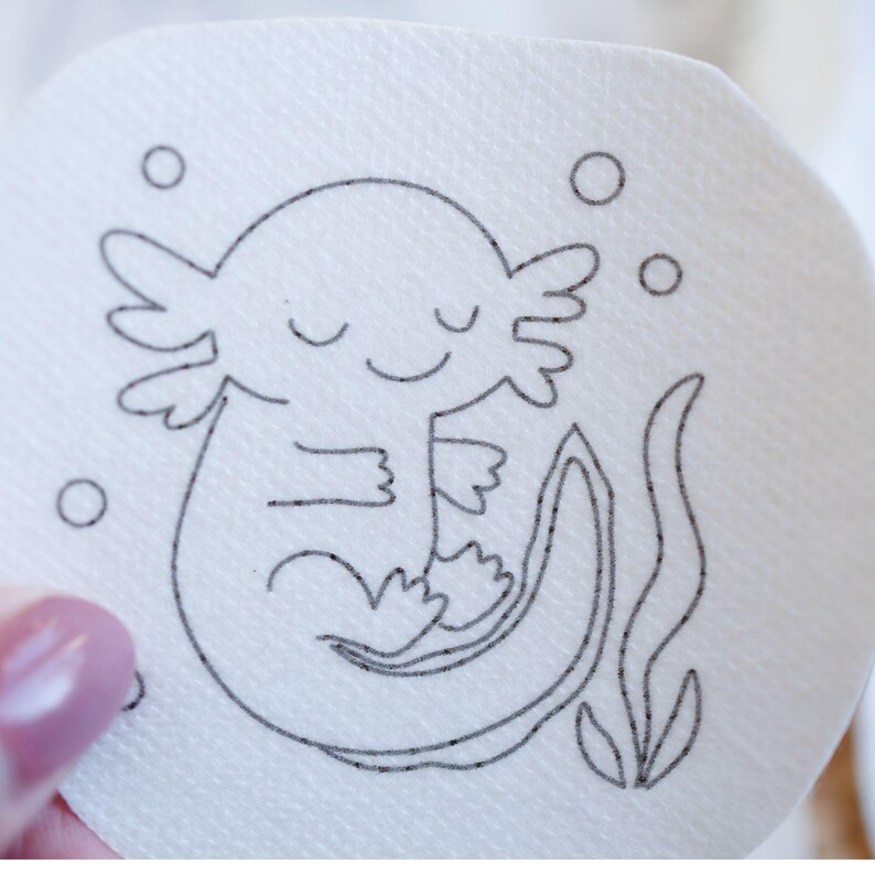 Axolotl Stick and Stitch Embroidery Stickers • Water-soluble Transfer ...