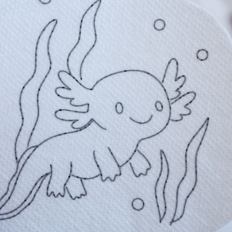Axolotl Stick and Stitch Embroidery Stickers • Water-soluble Transfer ...