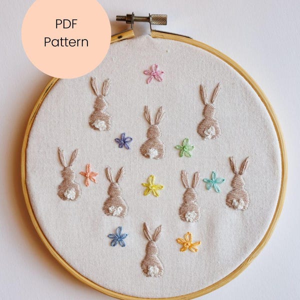 Rabbit Hand Embroidery Pattern - Etsy