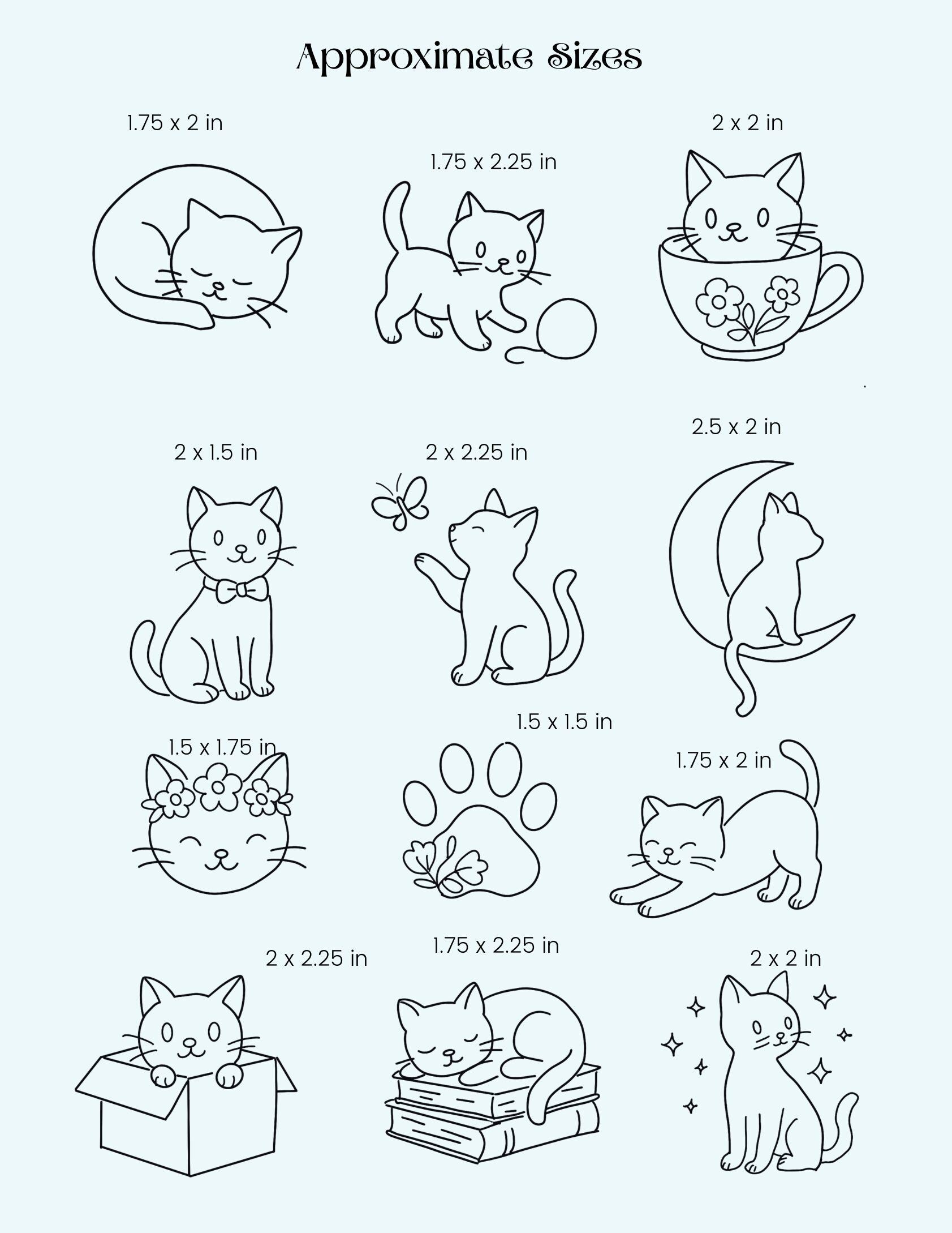 Cat Embroidery Patterns: 12 Stick and Stitch Designs for Beginners - Etsy