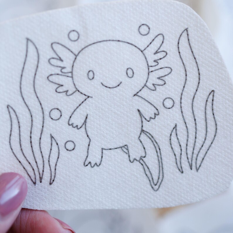 Axolotl Stick and Stitch Embroidery Stickers • Water-soluble Transfer ...