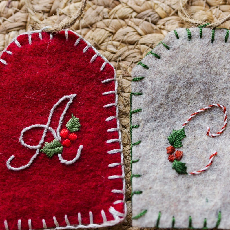 Holly Alphabet Embroidery Pattern, Christmas Monogram Letters, 2 Sizes ...