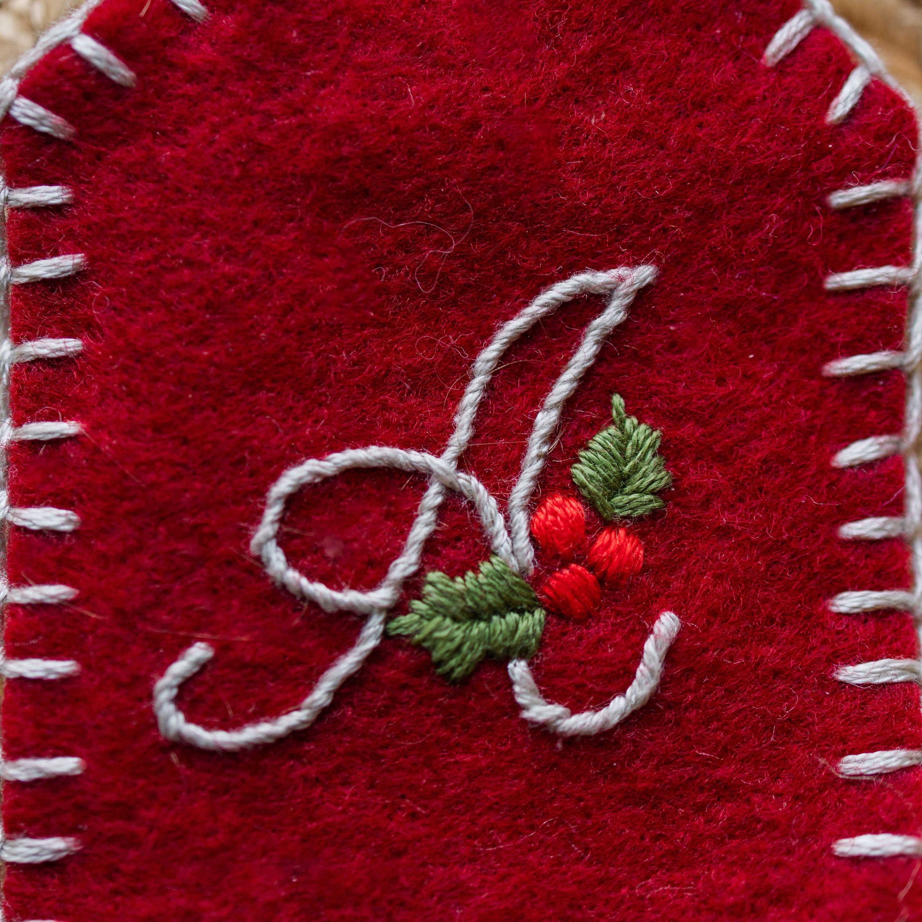 Holly Alphabet Embroidery Pattern, Christmas Monogram Letters, 2 Sizes ...