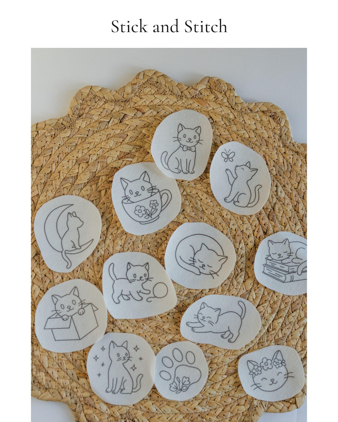 Cat Embroidery Patterns: 12 Stick and Stitch Designs for Beginners - Etsy